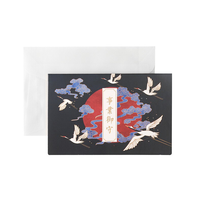 Japanese style flying crane series greeting card w... – Grandado