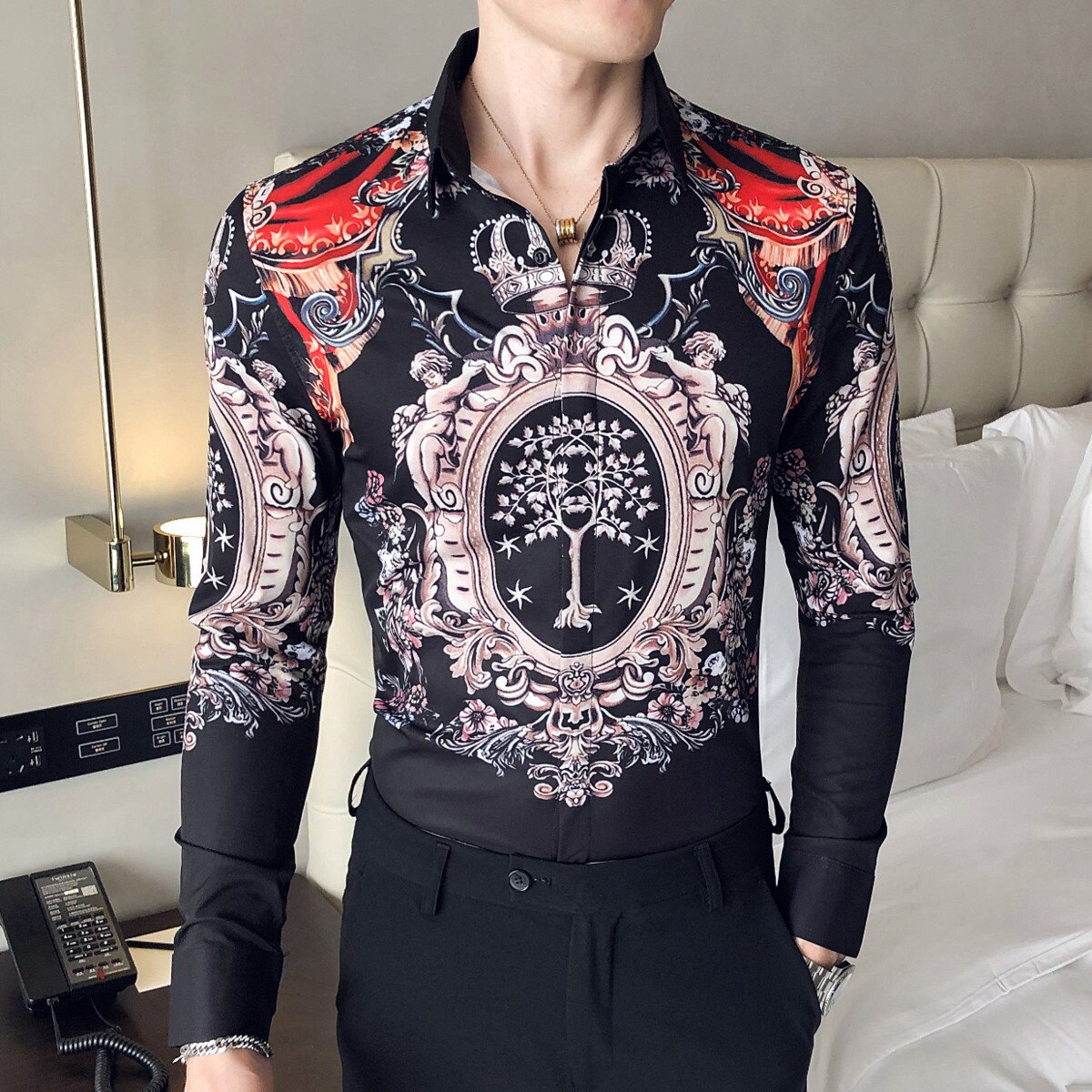 Chemise Prom Stagewear flor camisa de lujo barroco... – Vicedeal
