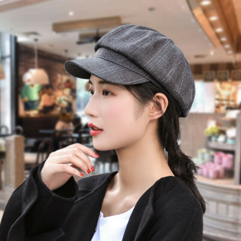 Women Casual Sweet Hat Octagonal Hats Ladies Plaid... – Grandado