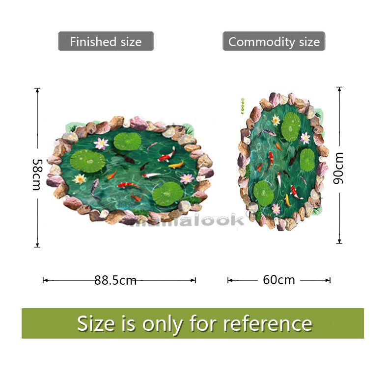 3D lotus pond fish floor sticker bathroom living r... – Vicedeal