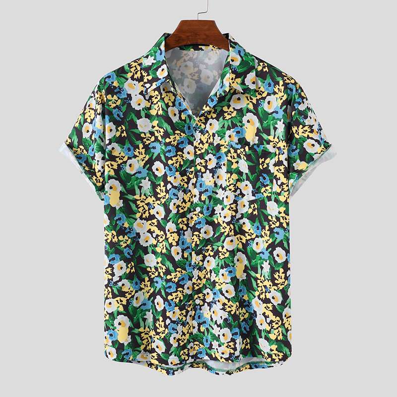 Incerun moda masculina camisa havaiana floral impr... – Vicedeal
