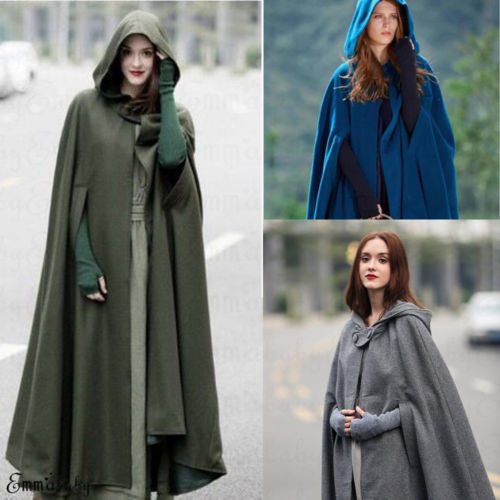 Womens Long Cape Cloak Hooded Wool Blend Coat Slee... – Grandado