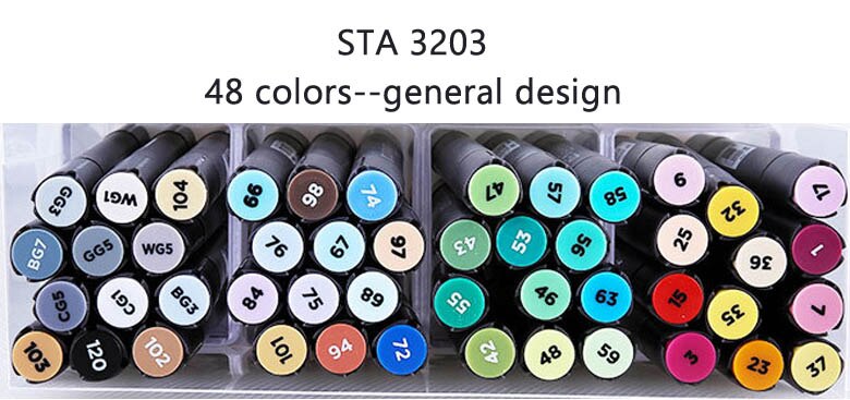 Sta 60 Kleuren Dual Tip Art Markers Permanente Alc... – Vicedeal