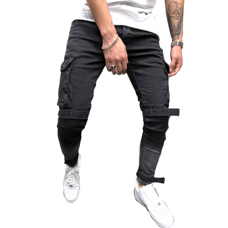 High stretch fabric Denim Men Hip hop Swag Multi-p... – Grandado