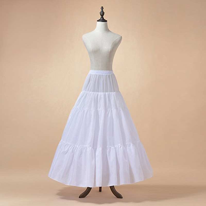 3 Hoops White A Line Long Wedding Petticoats Under... – Grandado