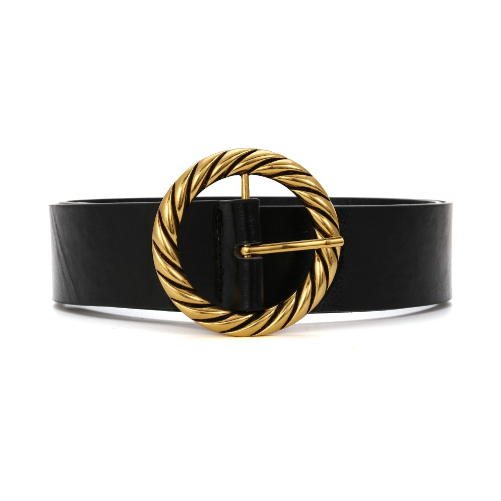 Women Vintage Belt Round Gold Pu Belts for Women P... – Grandado
