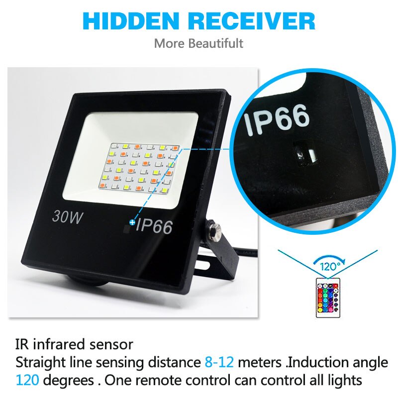 RGB LED Flood Light Outdoor Spotlight 50W 30W 10W ... – Grandado
