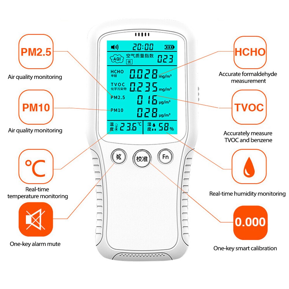 Portable Digital Formaldehyde Detector Multifuncti... – Grandado