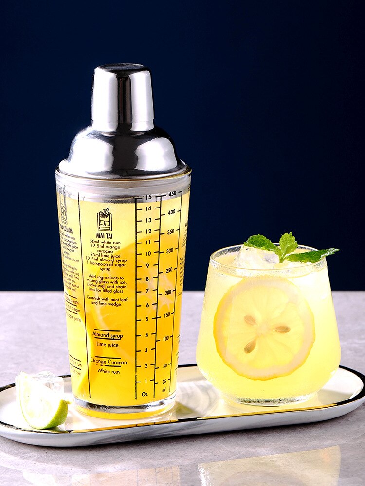 400ml Glass Bar Shaker Scale Shaker with Formula S... – Vicedeal
