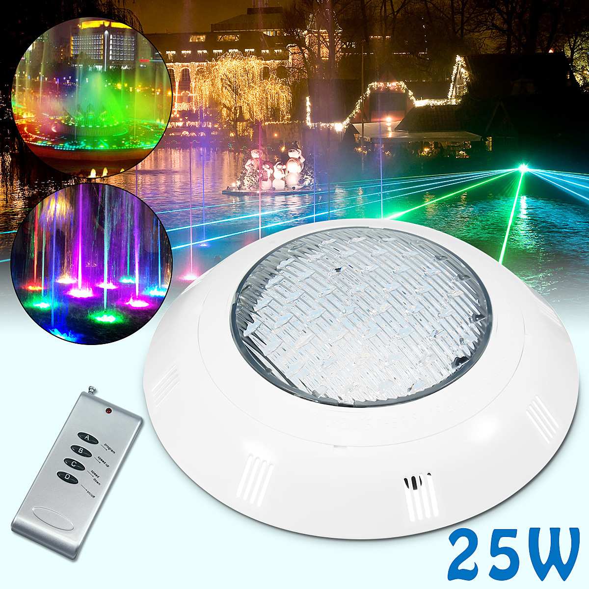 25W RGB Led Swimming Pool Light w Remote Control I... – Grandado