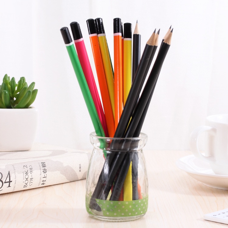 100pcs wooden pencil candy color triangle pencils ... – Vicedeal