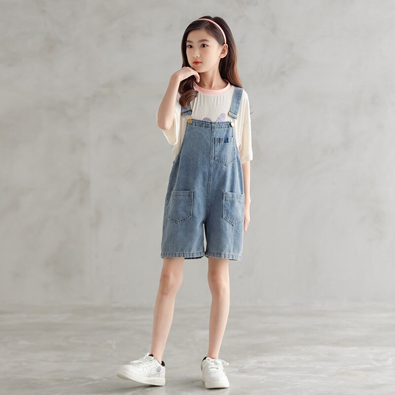 Summer Girls Denim Jumpsuit Casual Sling Pants for... – Grandado