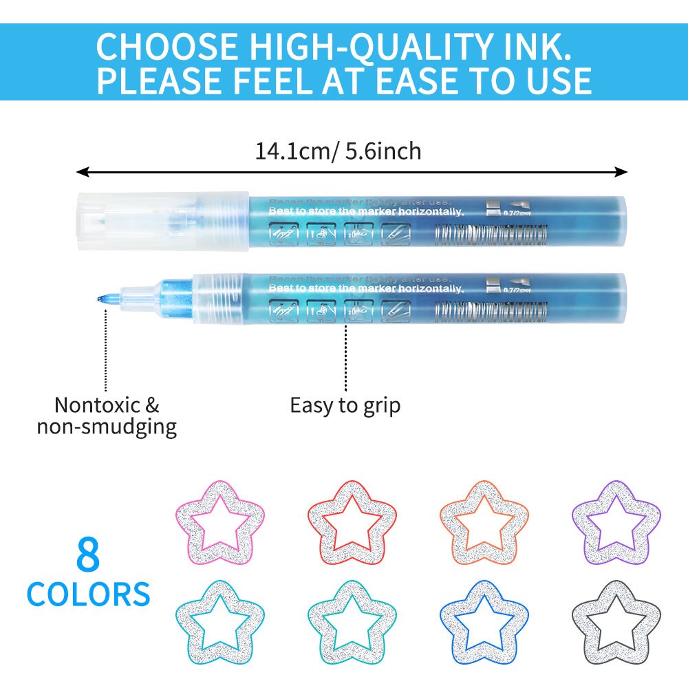 Outline Metallic Markers, Double Line Magic Shimme... – Vicedeal
