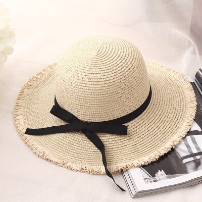 HT1147 Vrouwen Zomer Hoeden Raw Edge Solid Floppy ... – Grandado