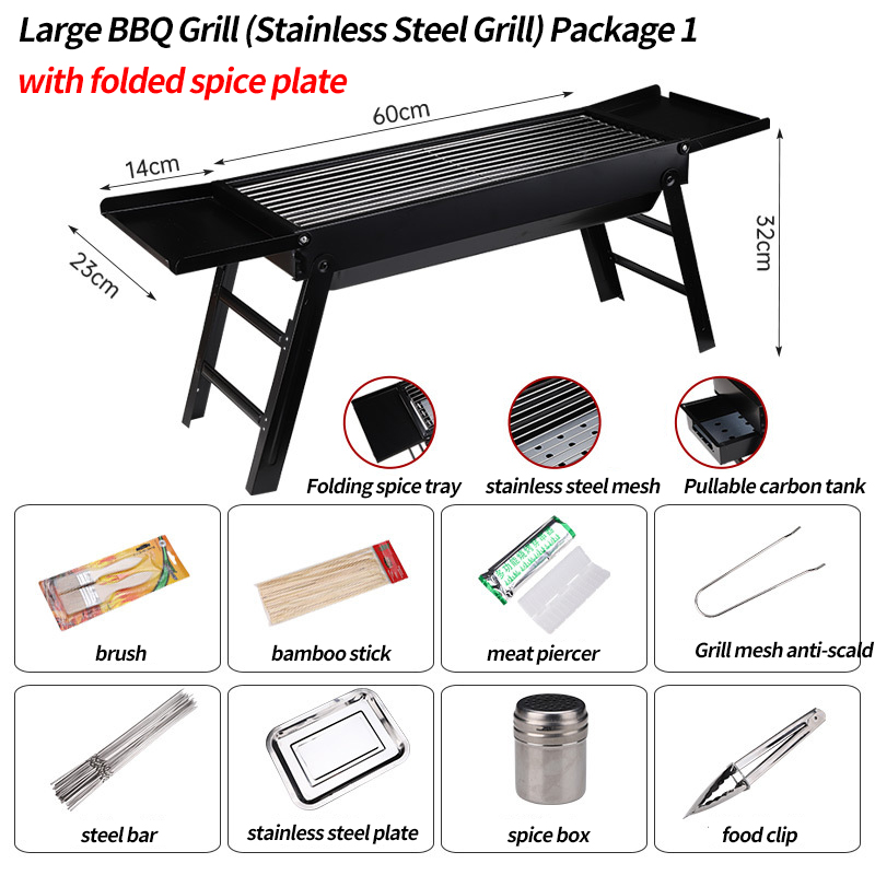 Portable Foldable BBQ Grills Patio Barbecue Charco... – Grandado