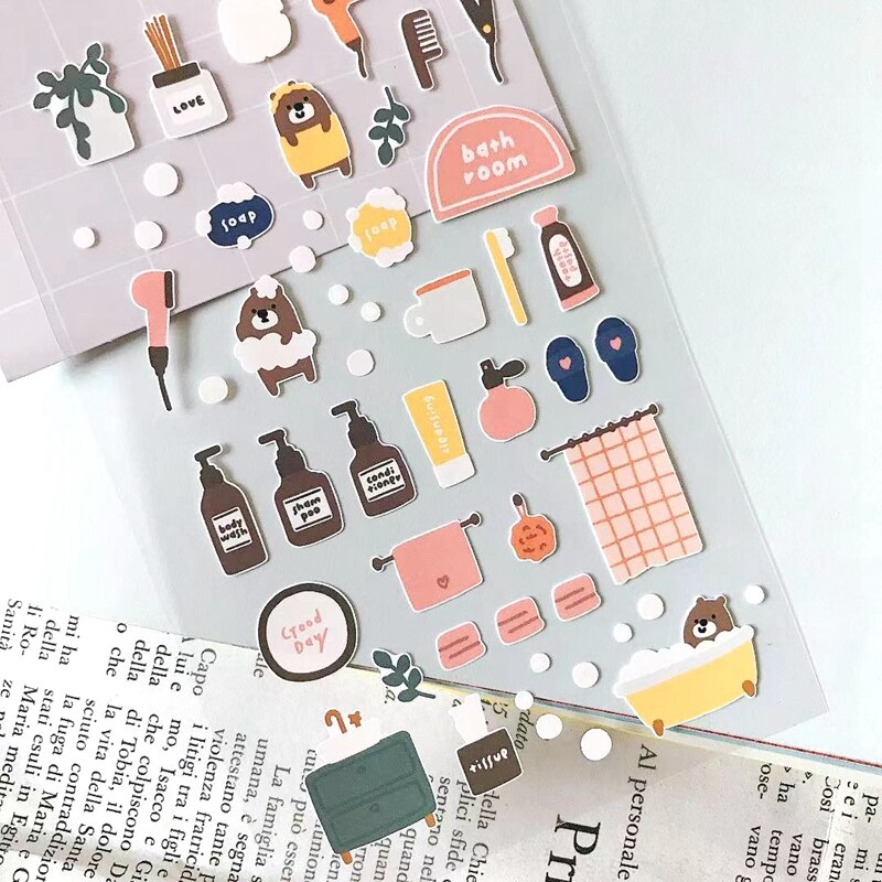 Korea Origin Stionery Diary Stickers Cute Bath Roo... – Vicedeal