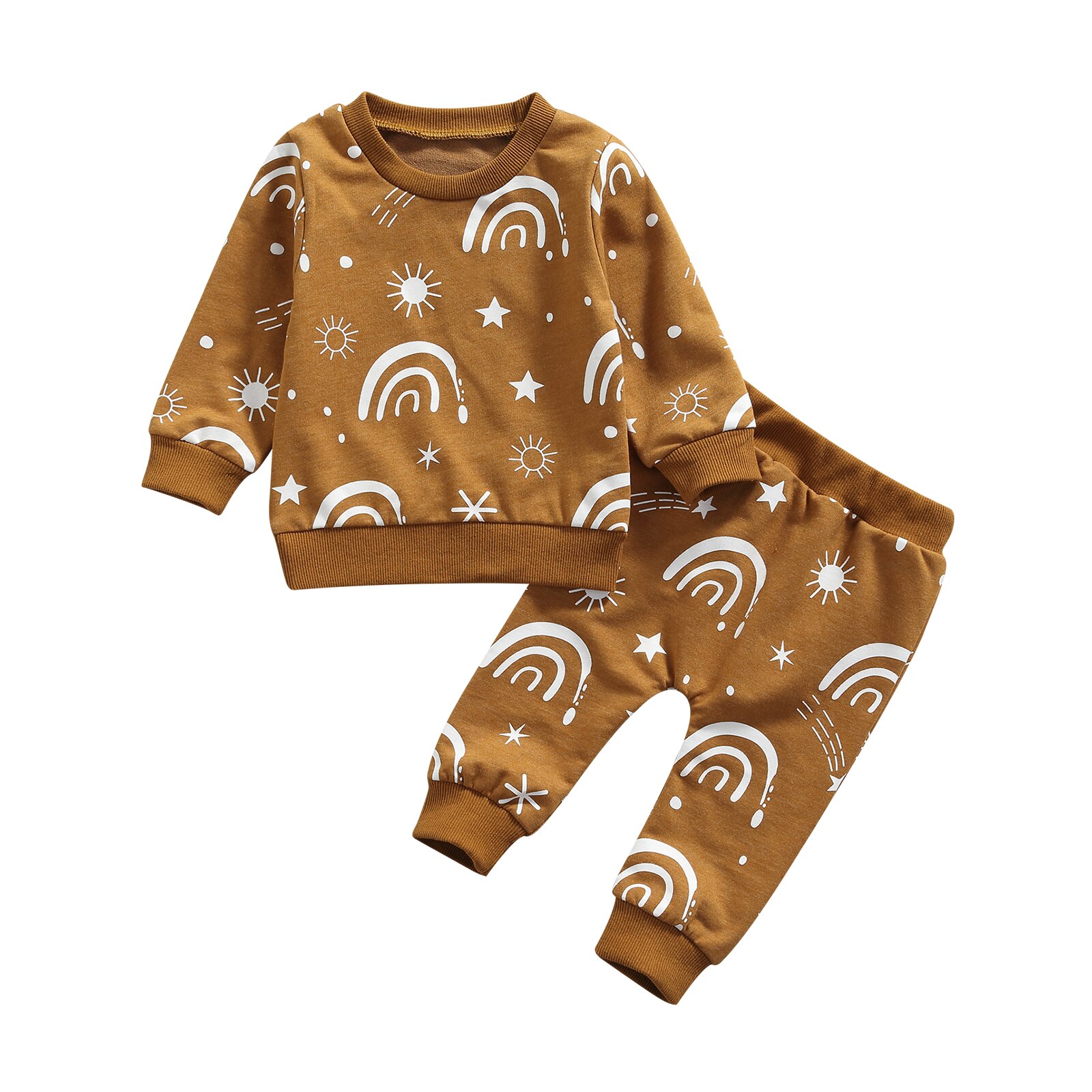 2 Stuks Kinderen Pak Set, peuter Rainbow Print Ron... – Grandado