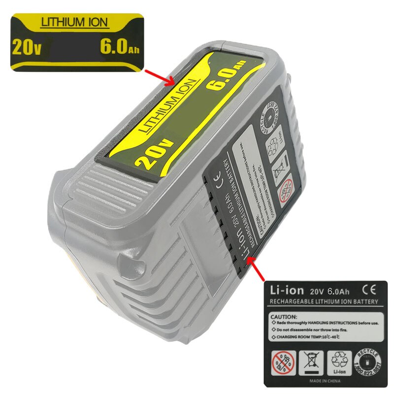 DCB206 Li-ion Battery 6.0Ah Sticker For DeWalt 18V... – Vicedeal