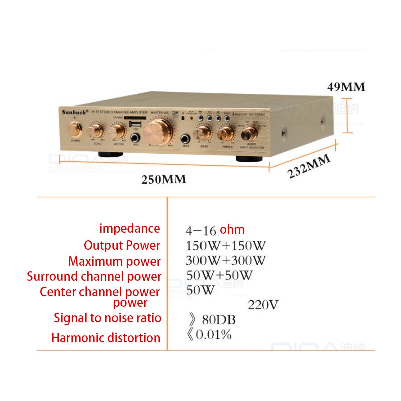 Kaolanhon 150W*2 220V AV-338BT 5.1 channel built-i... – Vicedeal