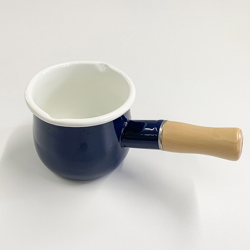 550ml Enamel Milk Pan Single Wooden Handle Saucepa... – Vicedeal