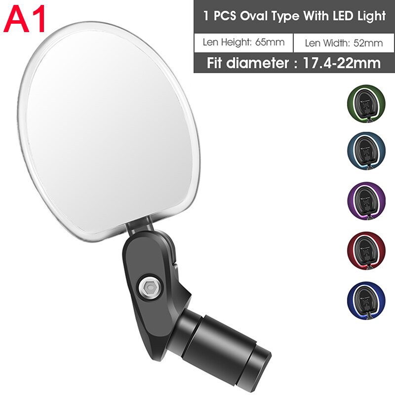 Bike Rearview Mirror With 5 Colors LED Warning Lig... – Grandado