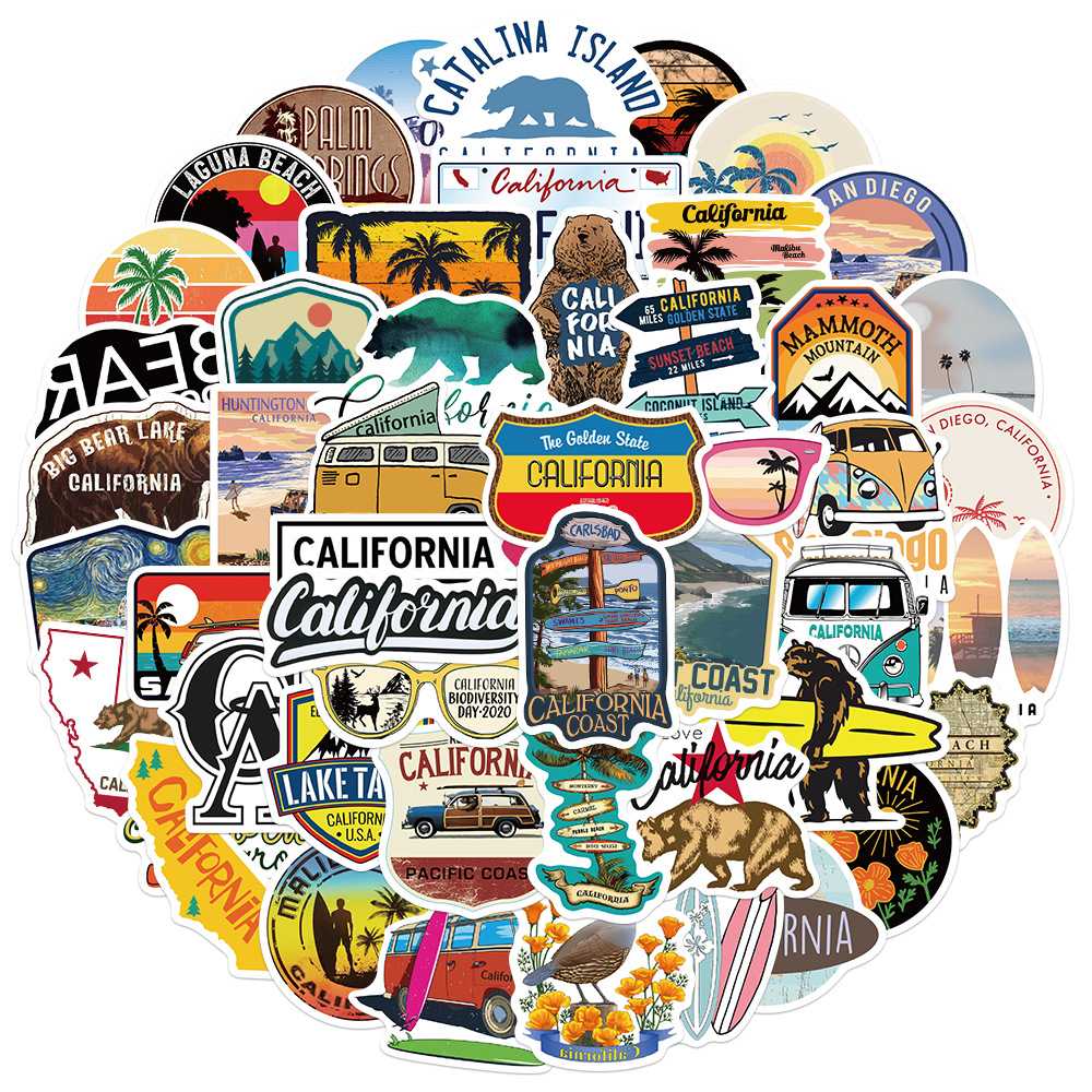 50 Stks/set California Thema Sticker Waterdicht Vo... – Vicedeal