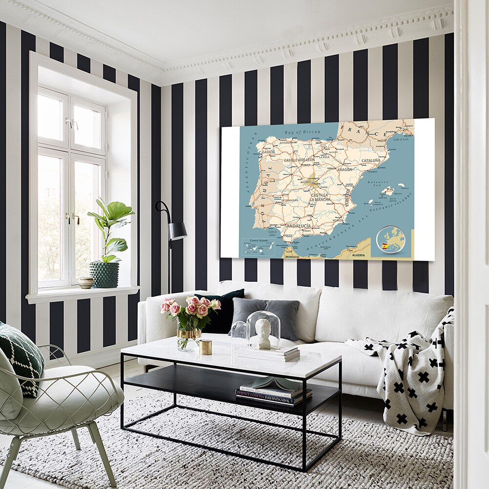 225*150 Cm The Spain Road Network Map Non-woven Ca... – Grandado