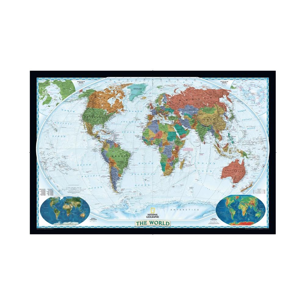 60x90cm The World Physical Map Edition HD World Ma... – Grandado