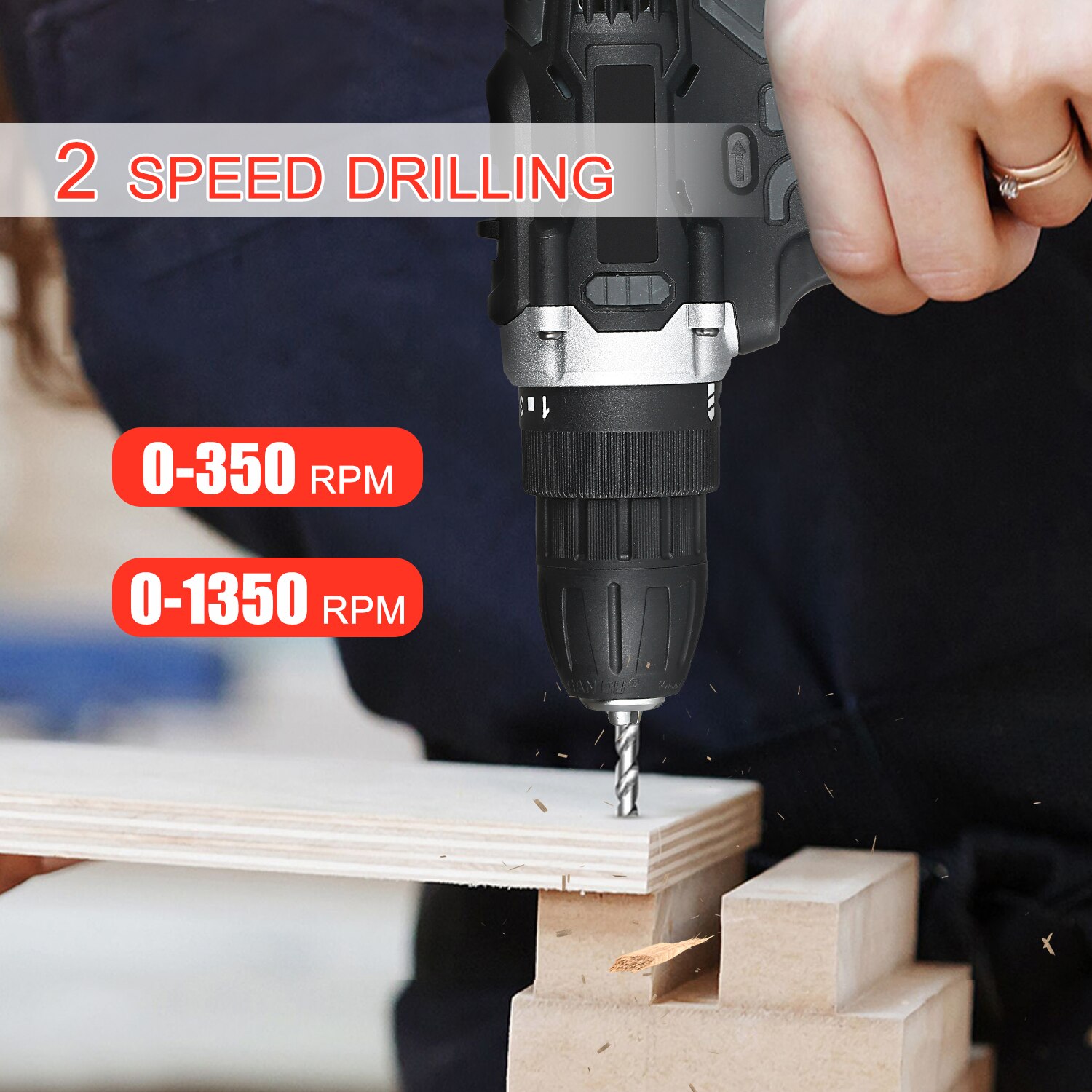 21V Cordless Electric Drill Dirve Kit 2 Speed Brus... – Grandado