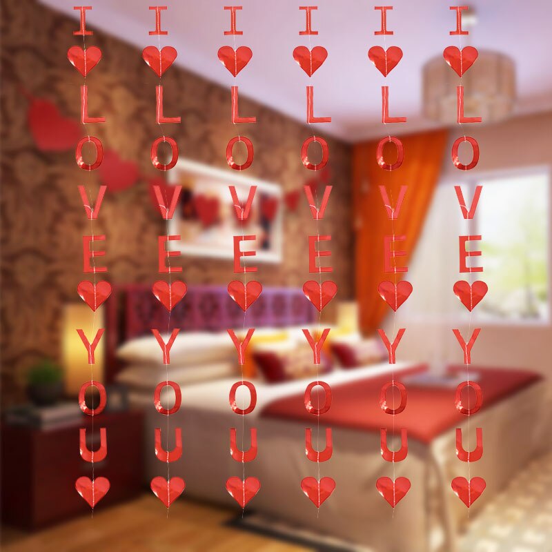 I LOVE YOU Hanging Garland Red Heart Paper Pull Fl... – Grandado