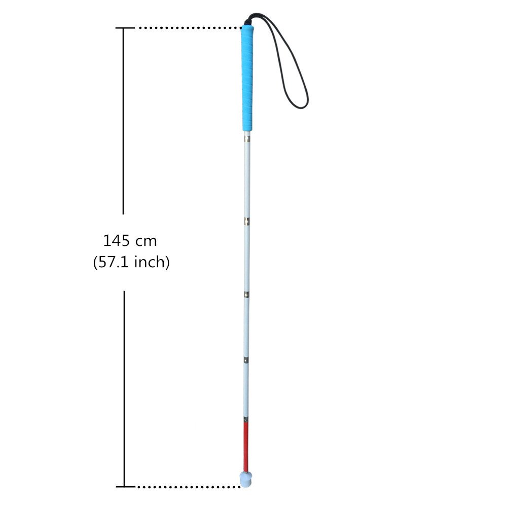 Blue Handle, 6 sections White Cane, 125cm-155cm, A... – Grandado