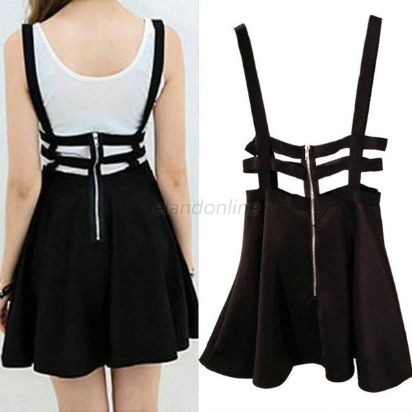 Women Girl Playsuit Skater Suspender Skirts Bandag... – Grandado