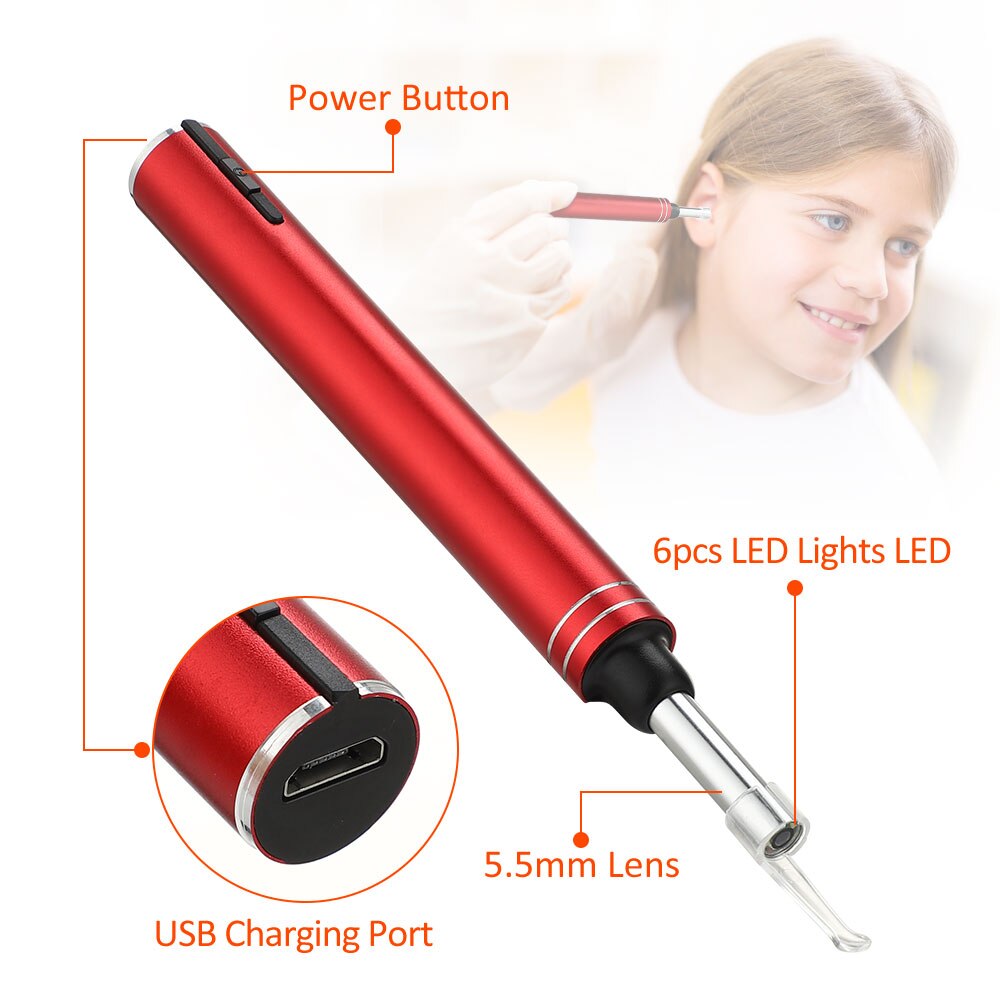5.5Mm Ultra-Dunne Wifi Oor Otoscoop Led Camera Oor... – Grandado