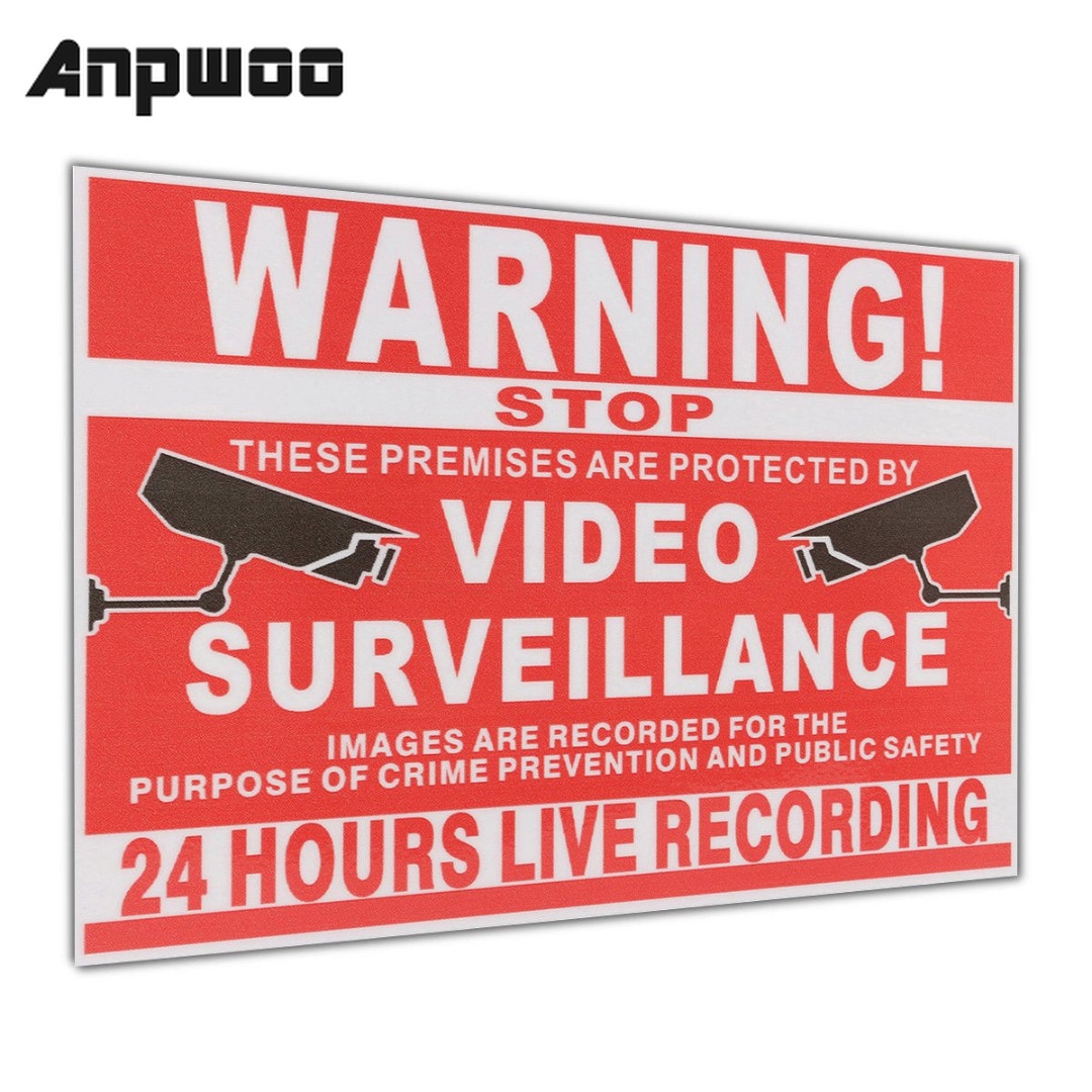 1PC Vinyl Warning Sign 24 Hour Video Surveillance ... – Grandado