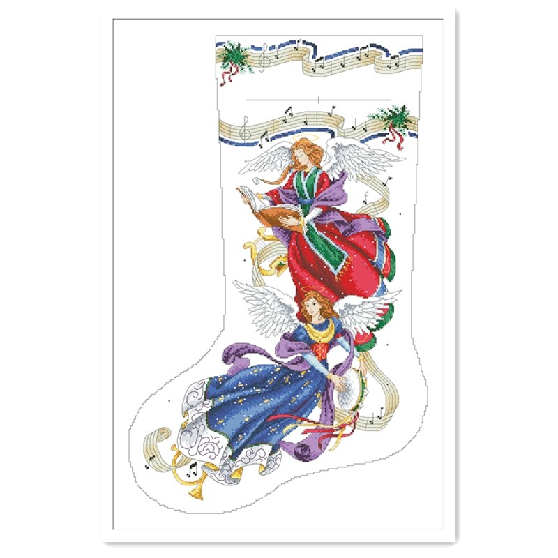 Angelic harmony stocking cross stitch kit angel pa... – Grandado