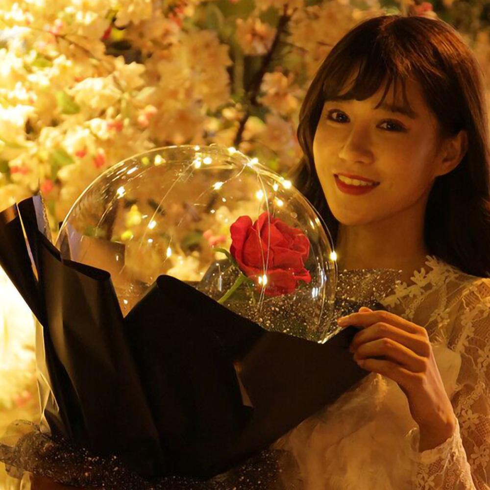 LED ballon lumineux Rose Bouquet Transparent Bobo ... – Grandado