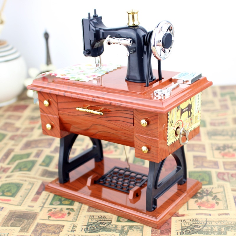 Music Box Retro Sewing Machine Shape Music Box Bir... – Vicedeal