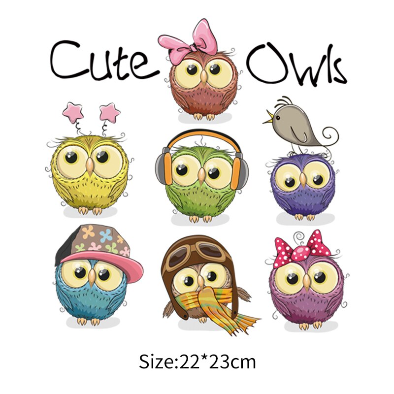 Cute Owls Stickers Girls Iron On Transfer Set Heat... – Grandado