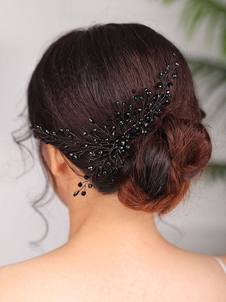 Bridal Hair comb Black Headpiece Crystal Hair Acce... – Grandado