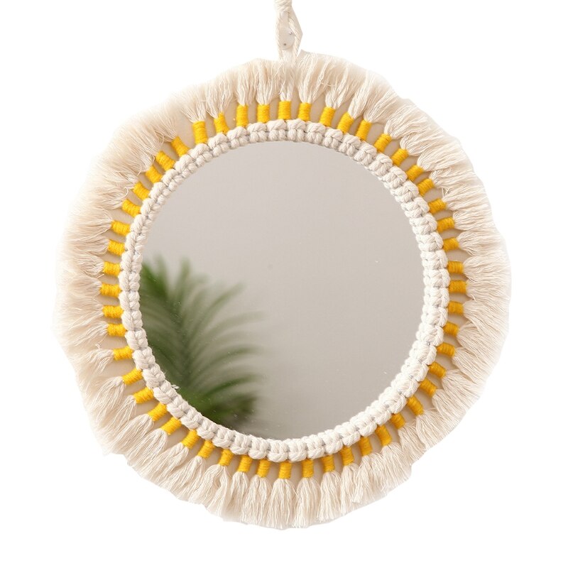 Wall Hanging Mirror Round Cotton Rope Braided Tass... – Grandado