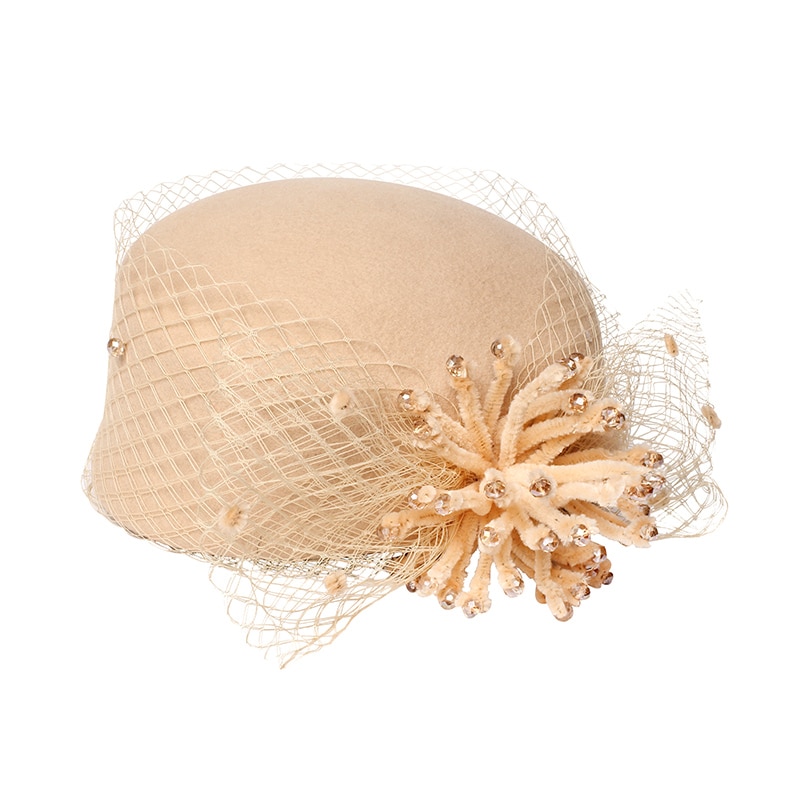 H3527 Women Fedoras Hat Mesh Yarn Wool Party Churc... – Grandado
