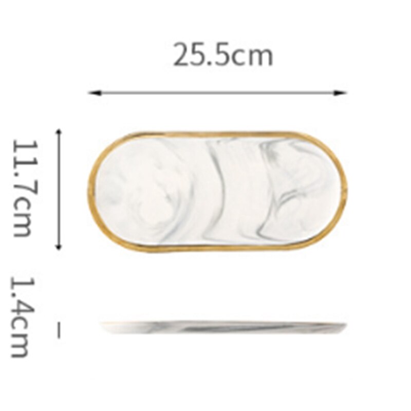 Nordisk stil guldbelagt oval tallerken keramisk ta... – Grandado