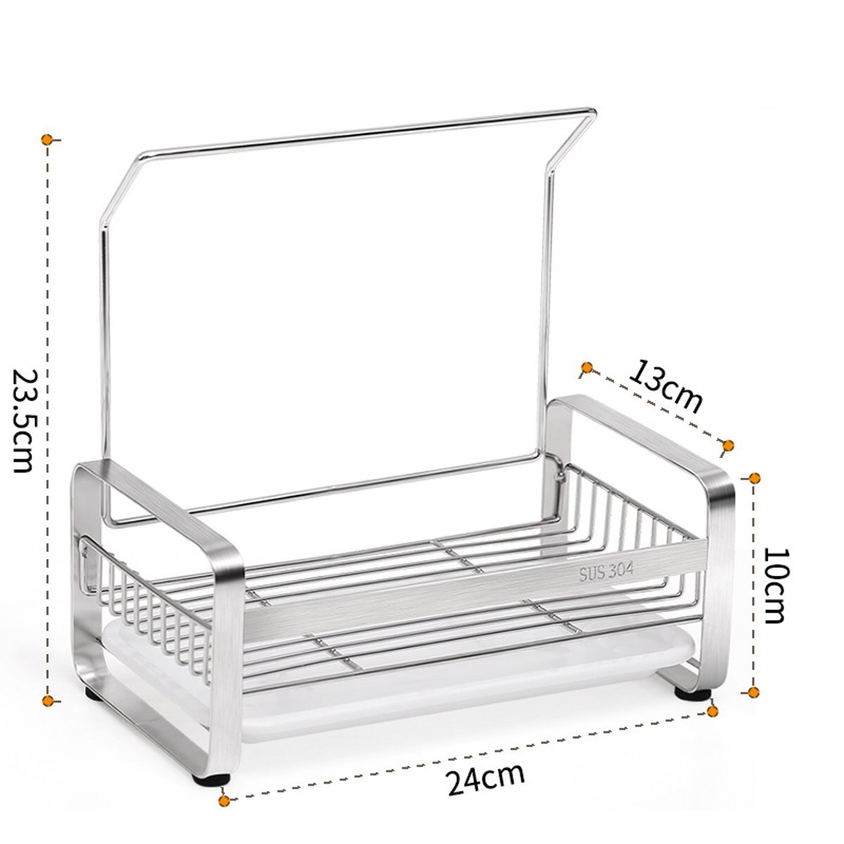 Stor svampholder køkkenvask caddy rack stativ rustfrit stål ...