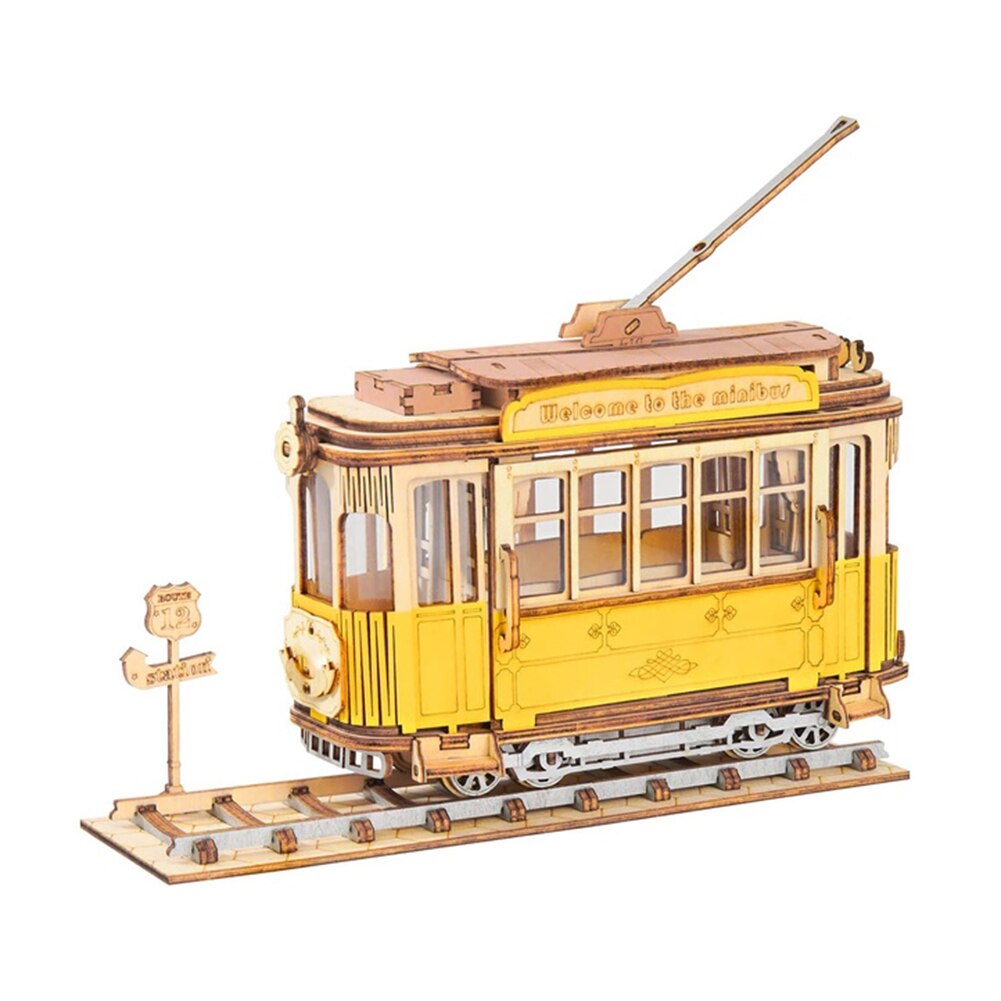 DIY Movable 3D Tram Wooden Model Building Kit Asse... – Vicedeal