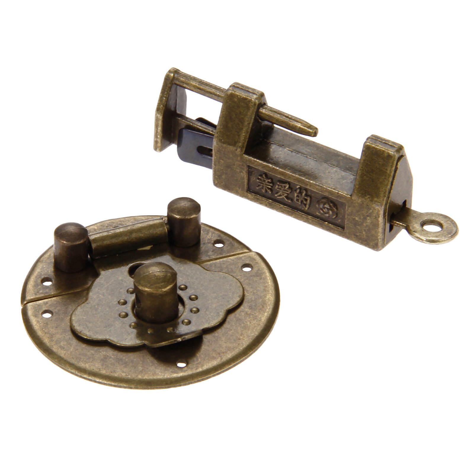 Padlock + Box Latch Hasp Antique Bronze Old Chines... – Vicedeal
