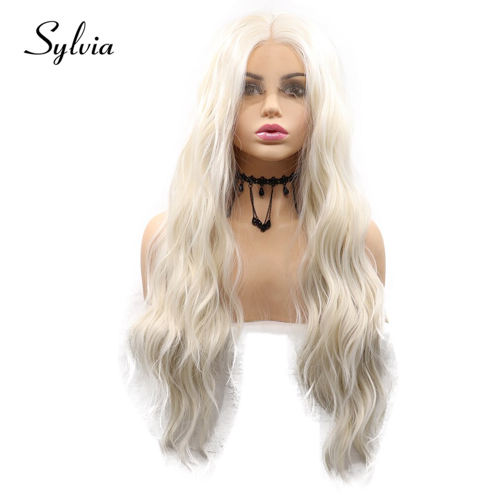 Sylvia 60# Platinum Blonde Water Wave Synthetic La... – Grandado