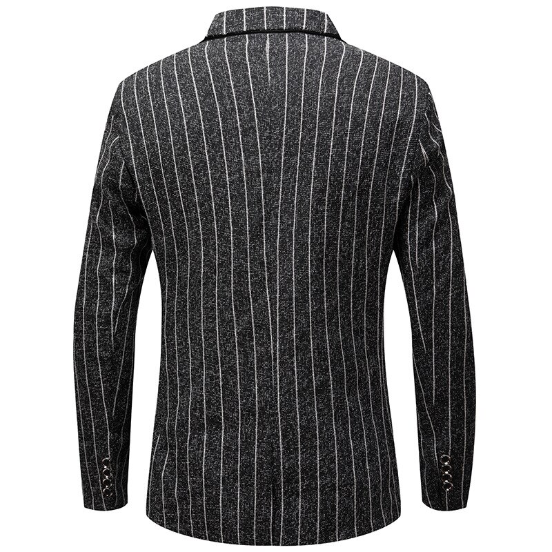 Shenrun Men Jacket Blazers Black Beige Blue Stripe... – Vicedeal