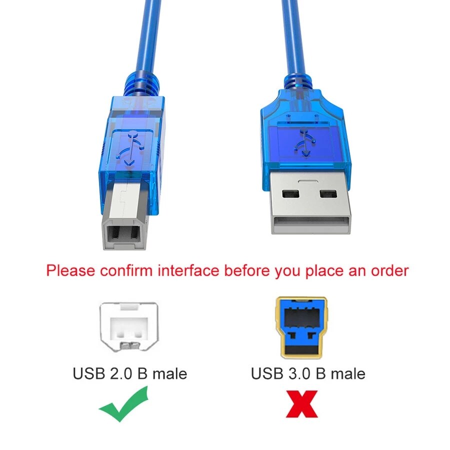 USB 2.0 Printer Cable Type A Male to Type B Male D... – Grandado