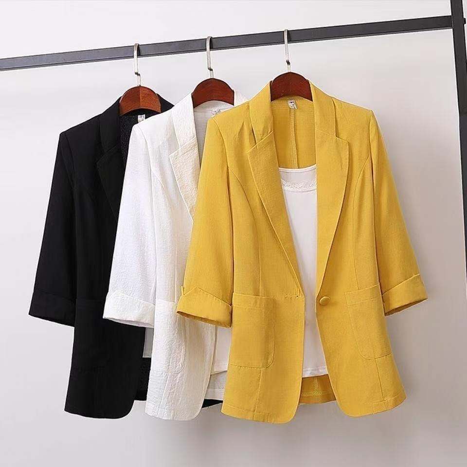 Open Front Notched Blazer Summer Women Formal Jack... – Grandado