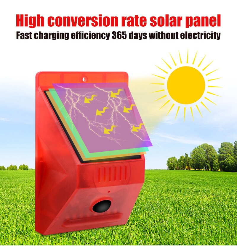 129db 24-hour Solar Alarm Light Remote Control Ala... – Grandado
